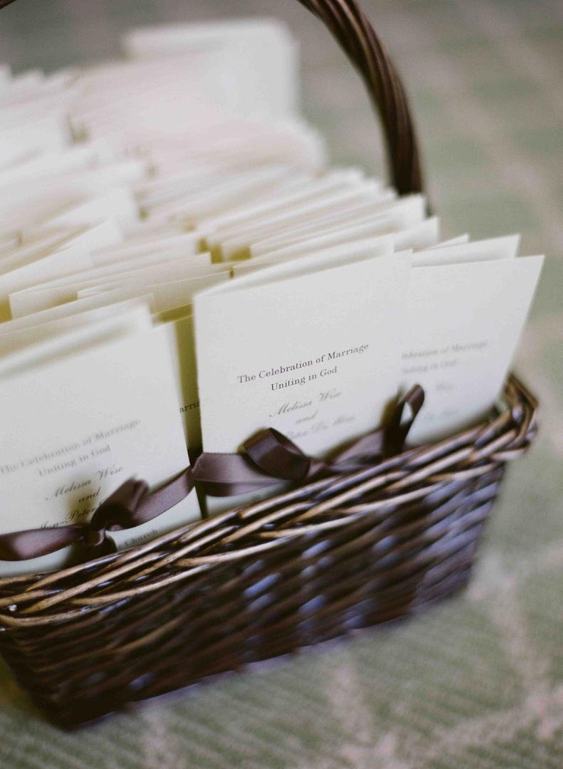 Invitations + More Photos - Brown Basket of Wedding Programs - Inside ...
