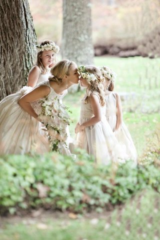 Flower Girls + Ring Bearers Photos - Bride Kissing Angelic Flower Girls ...