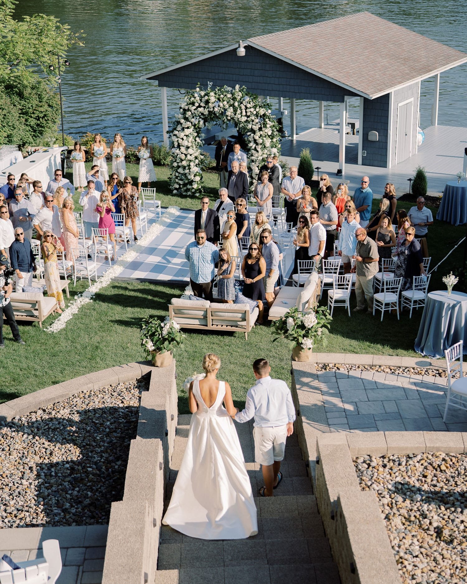 Processional Down Stairs at Lake House