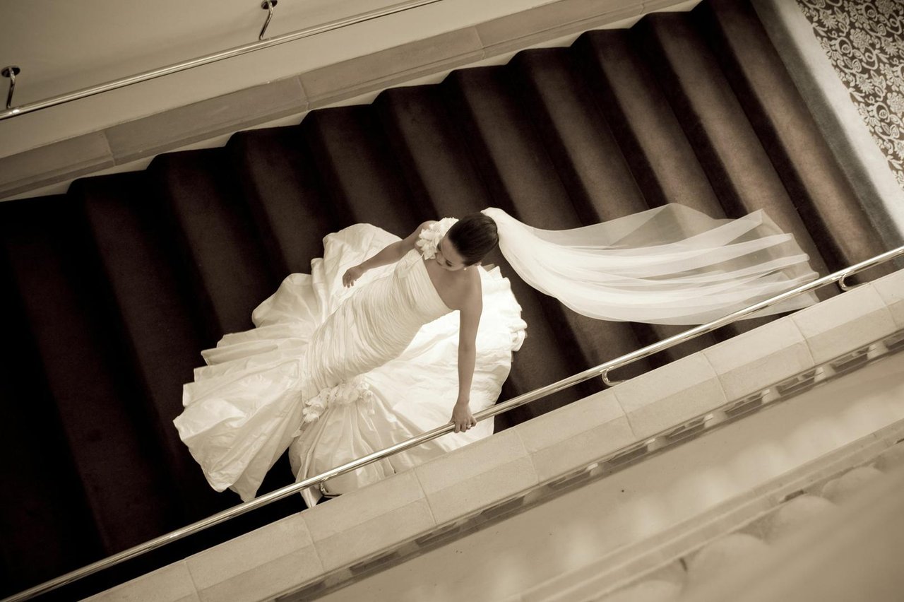 Bride Walking Down Stairs
