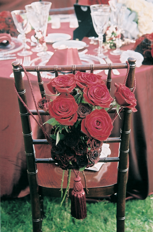 Red rose chair decoration