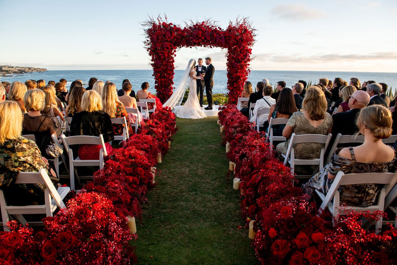 Ocean-View Red Wedding Ceremony