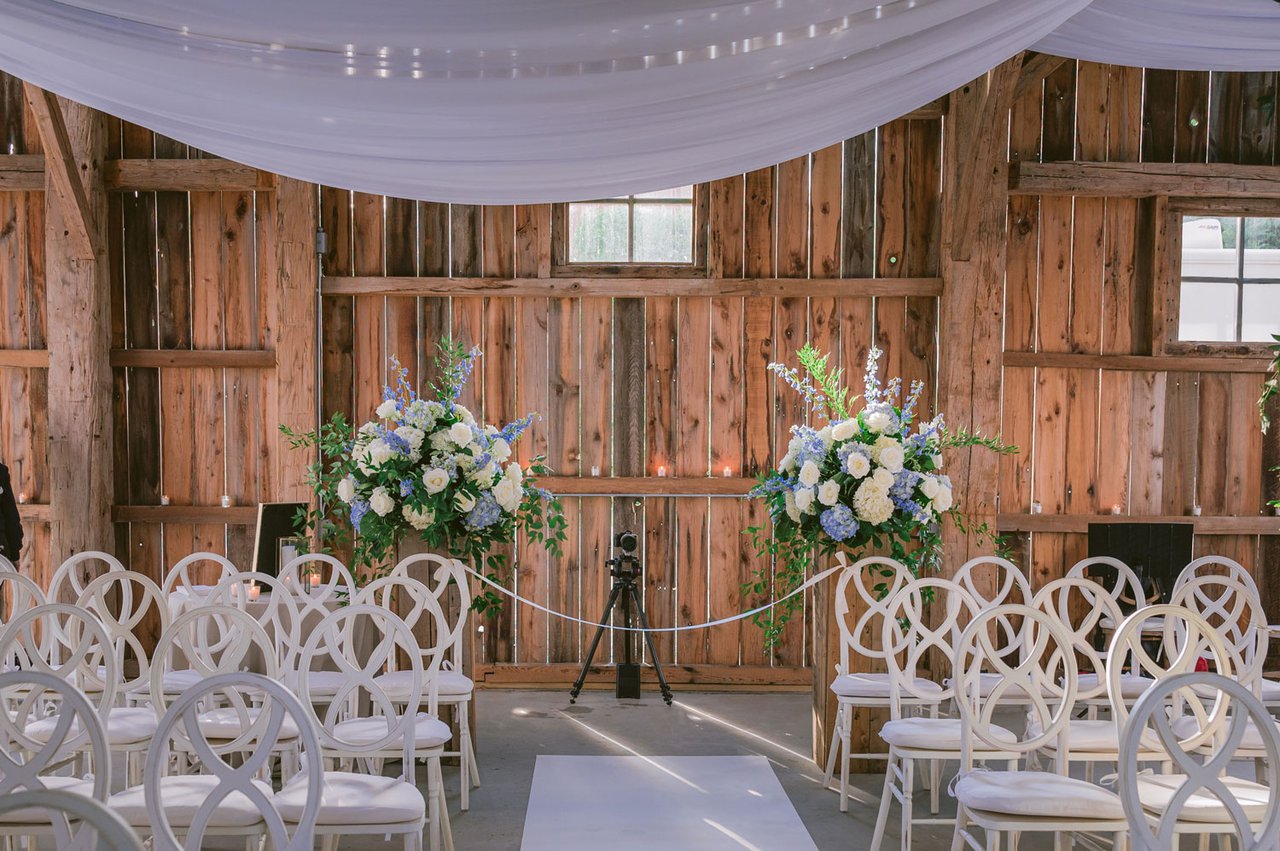 Blue & White Barn Wedding Ceremony