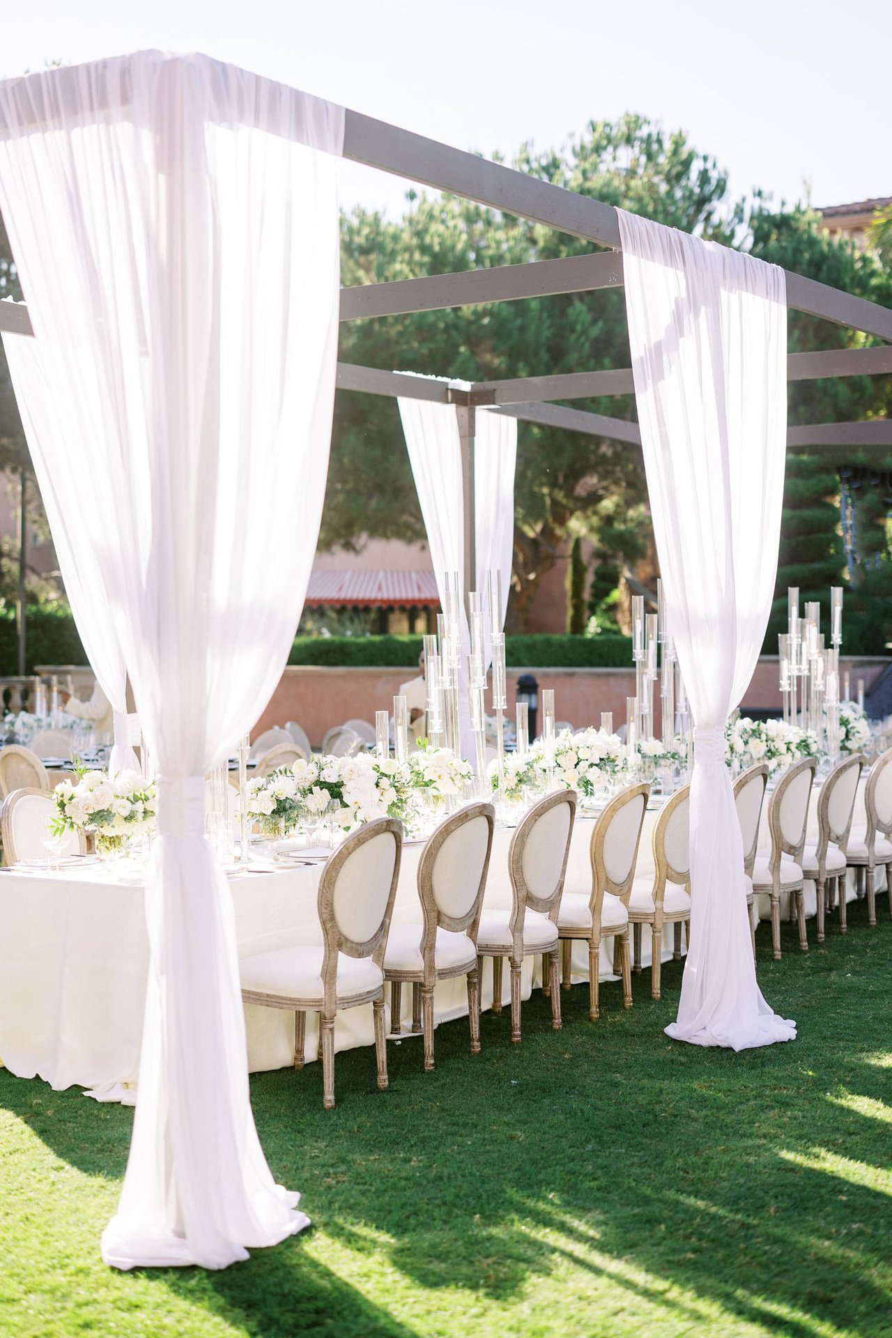 Long Table Under Pergola with Drapery