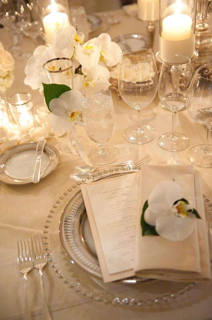 Reception Décor Photos - Classic Place Setting and White Orchid ...