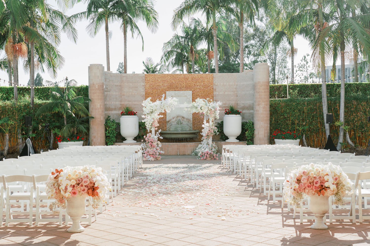 Pink, White & Gold Outdoor Wedding Ceremony