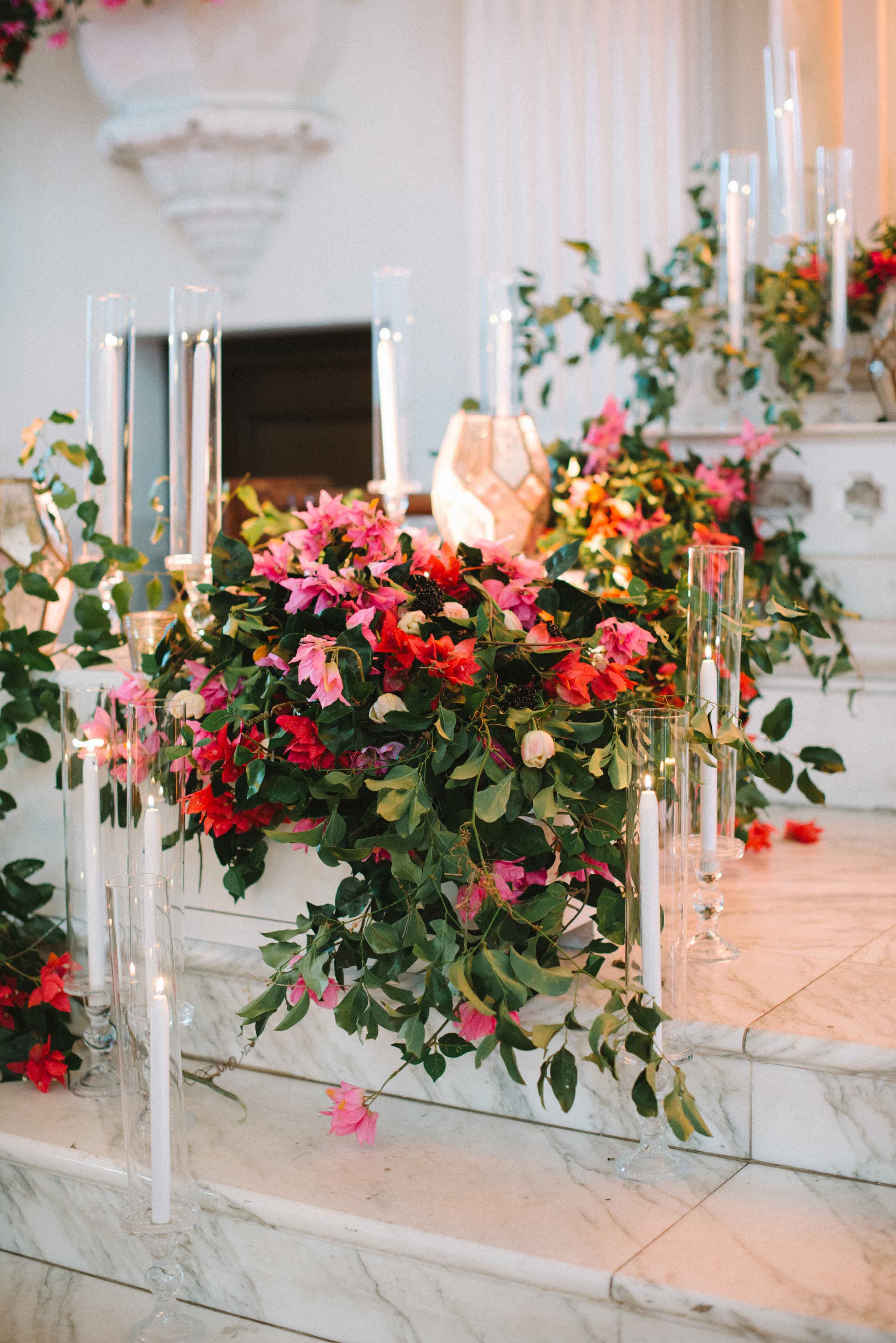 Cascading Florals at Ceremony Altar