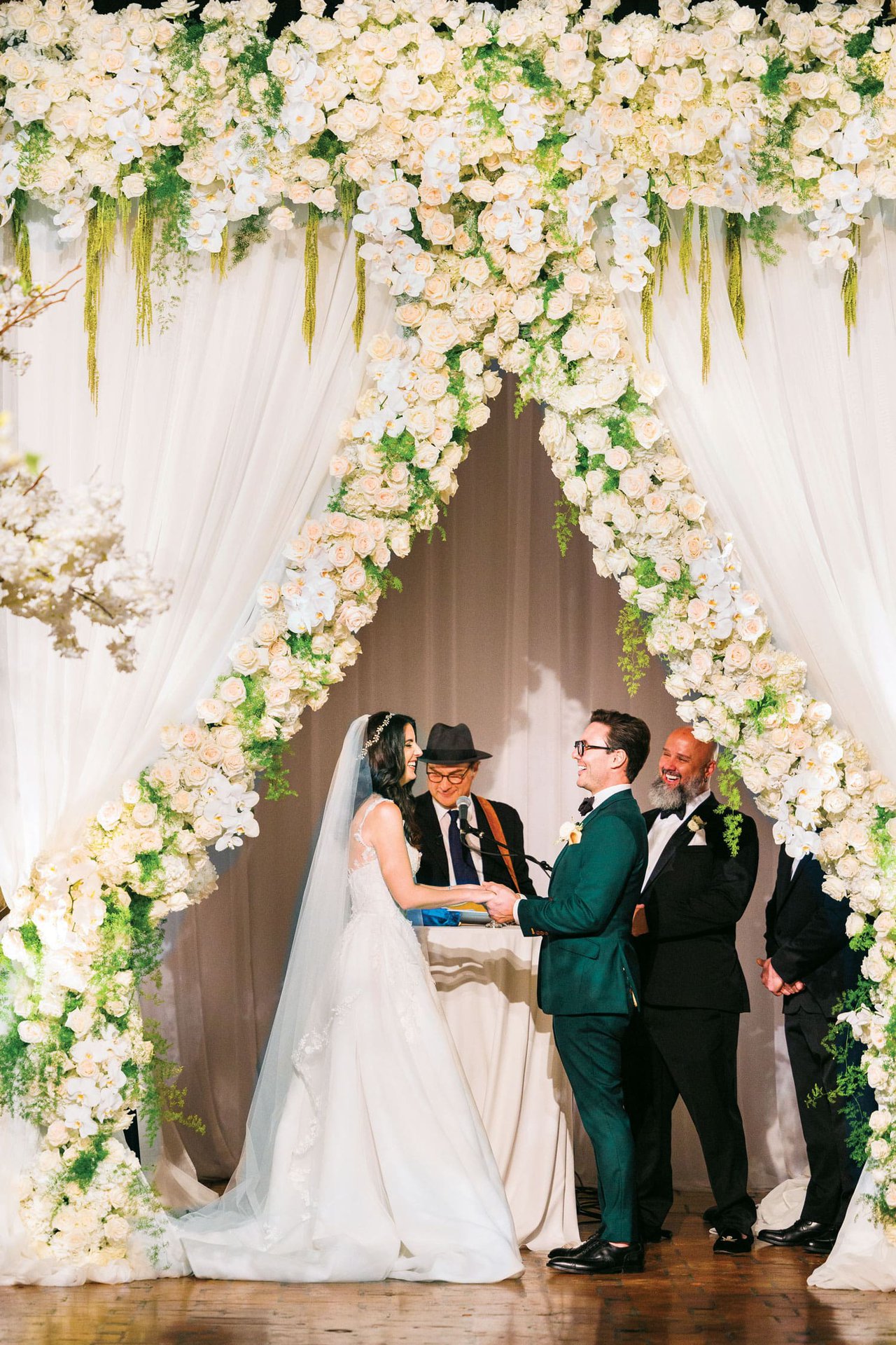 Ivory & Greenery Ceremony Arch with Drapery