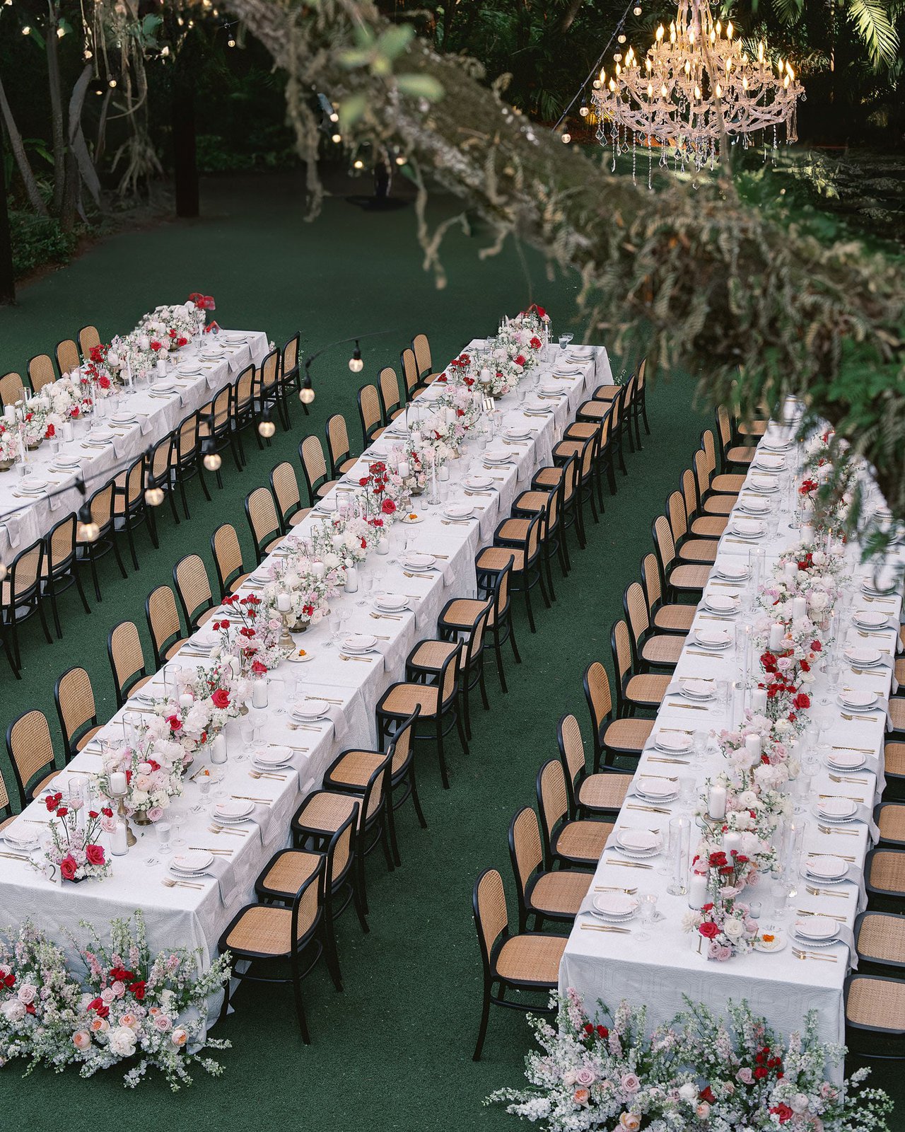 Aerial View of Outdoor Wedding Tables