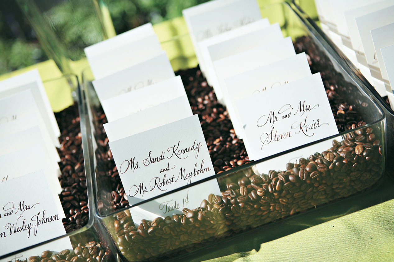Escort Cards on Coffee Beans
