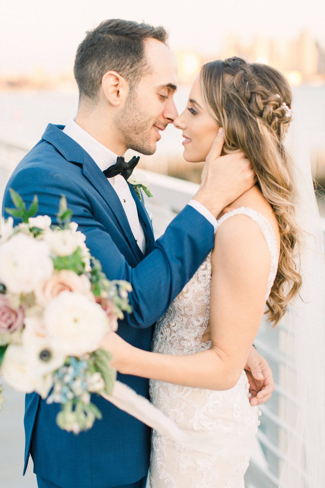 Bride and Groom About to Kiss