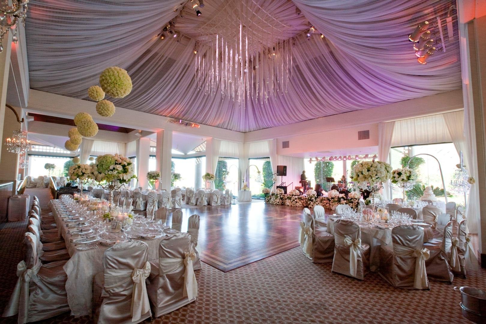 Reception Décor Photos - Ballroom Reception Space and Draped Fabric ...