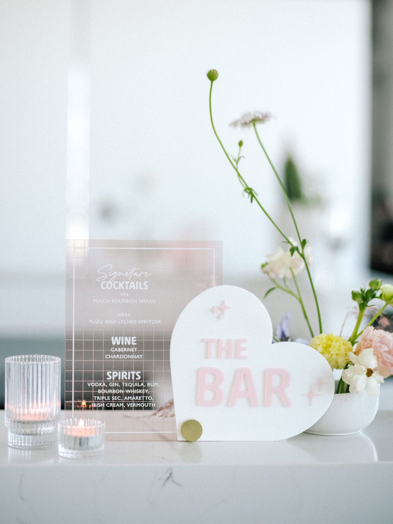 Signature Cocktail Menu with Heart Signs