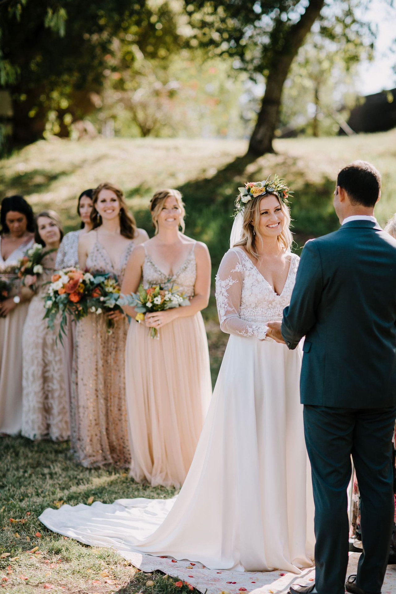 Bride Smiling During Wedding Ceremony