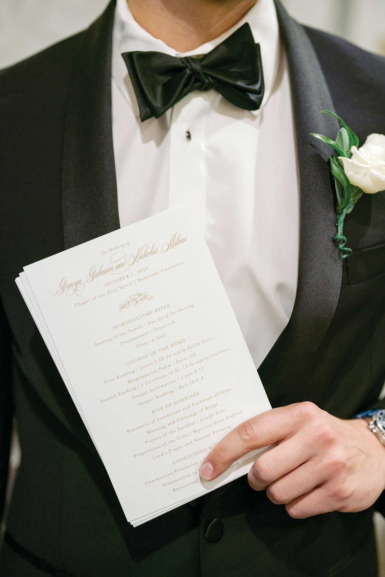 White-and-Gold Wedding Program