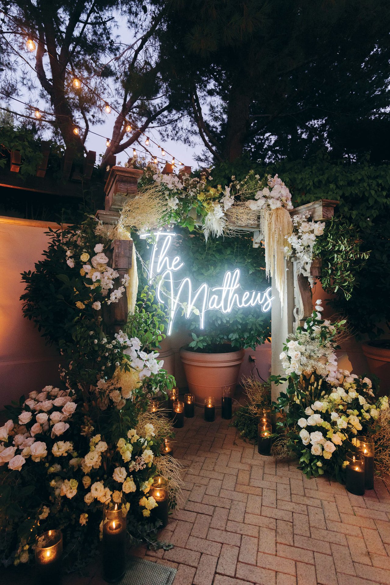 Neon Sign for Photo Backdrop at Wedding