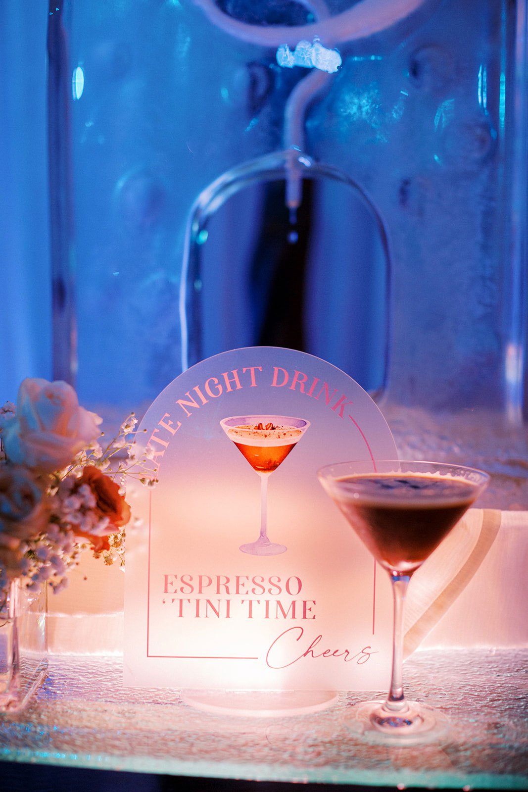 Ice Luge for Espresso Martini Late-Night Drinks