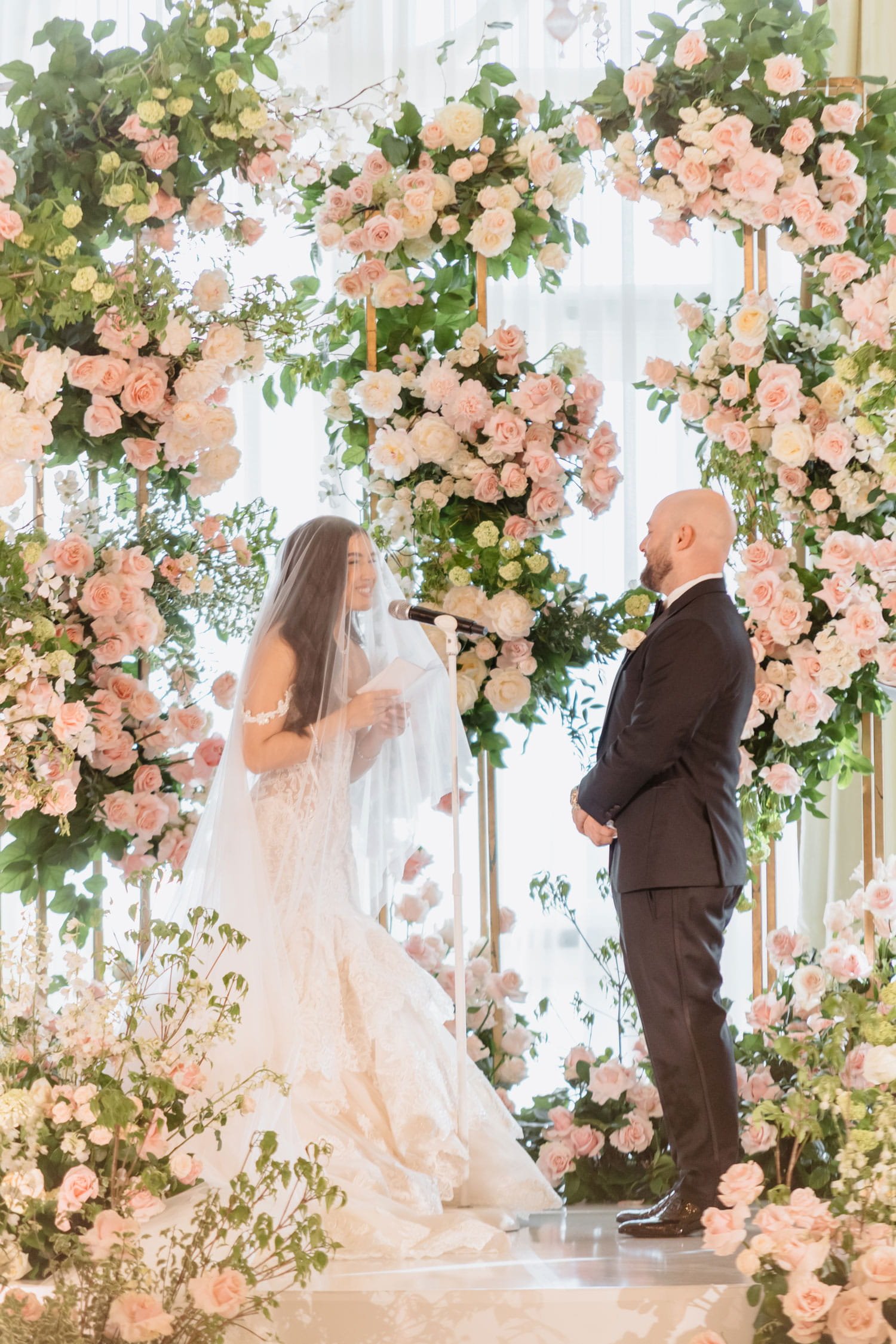 Bride Reading Handwritten Vows at Ceremony