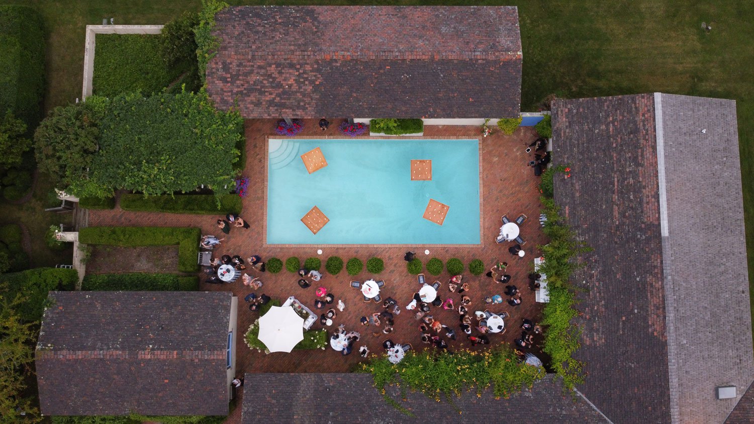 Aerial View of Poolside Cocktail Hour