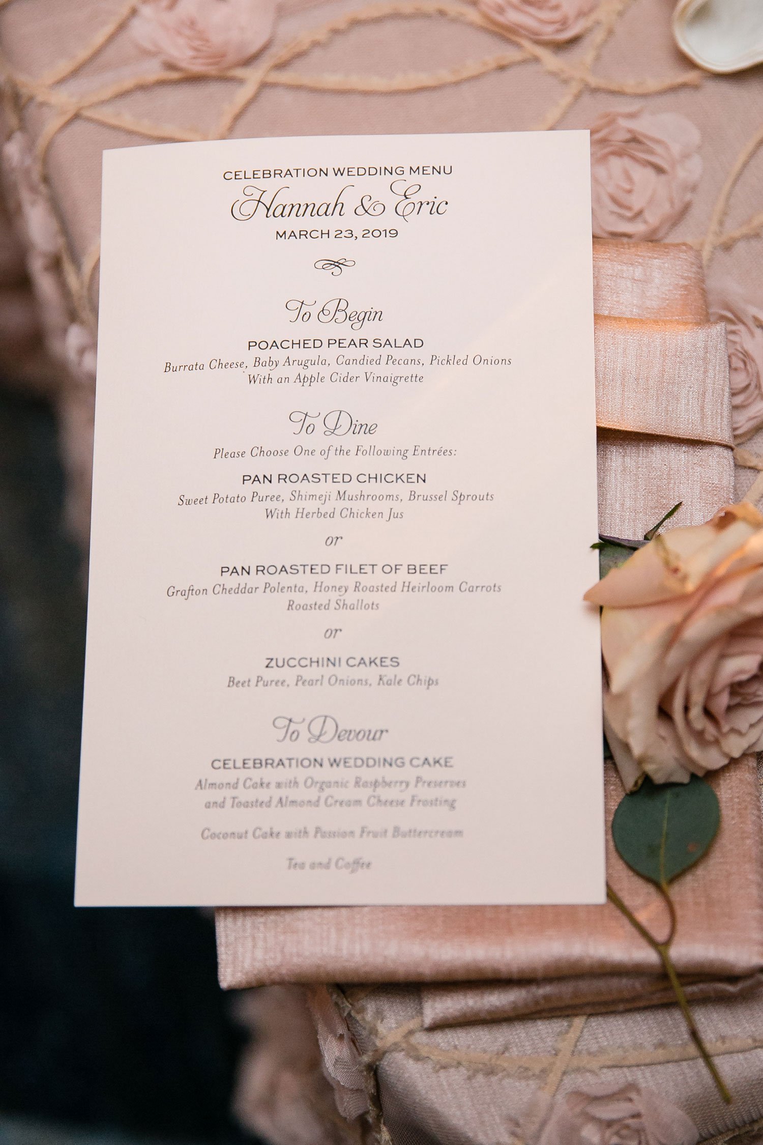 Simple + Elegant Wedding Menu