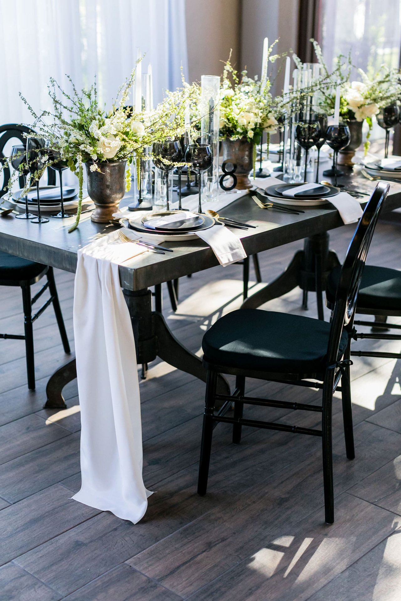 Chic Black & Greenery Tablescape