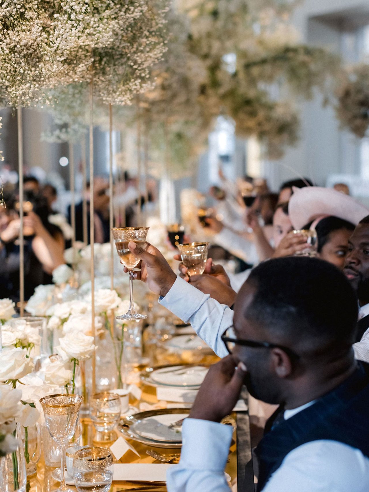 Wedding Guests Cheers at Reception