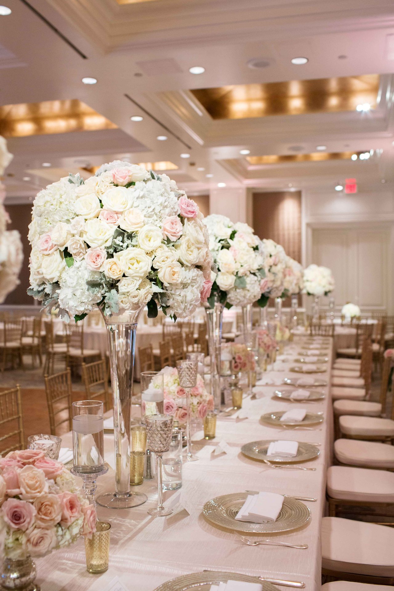 Tall Arrangements, Glass Vases, Long Tables