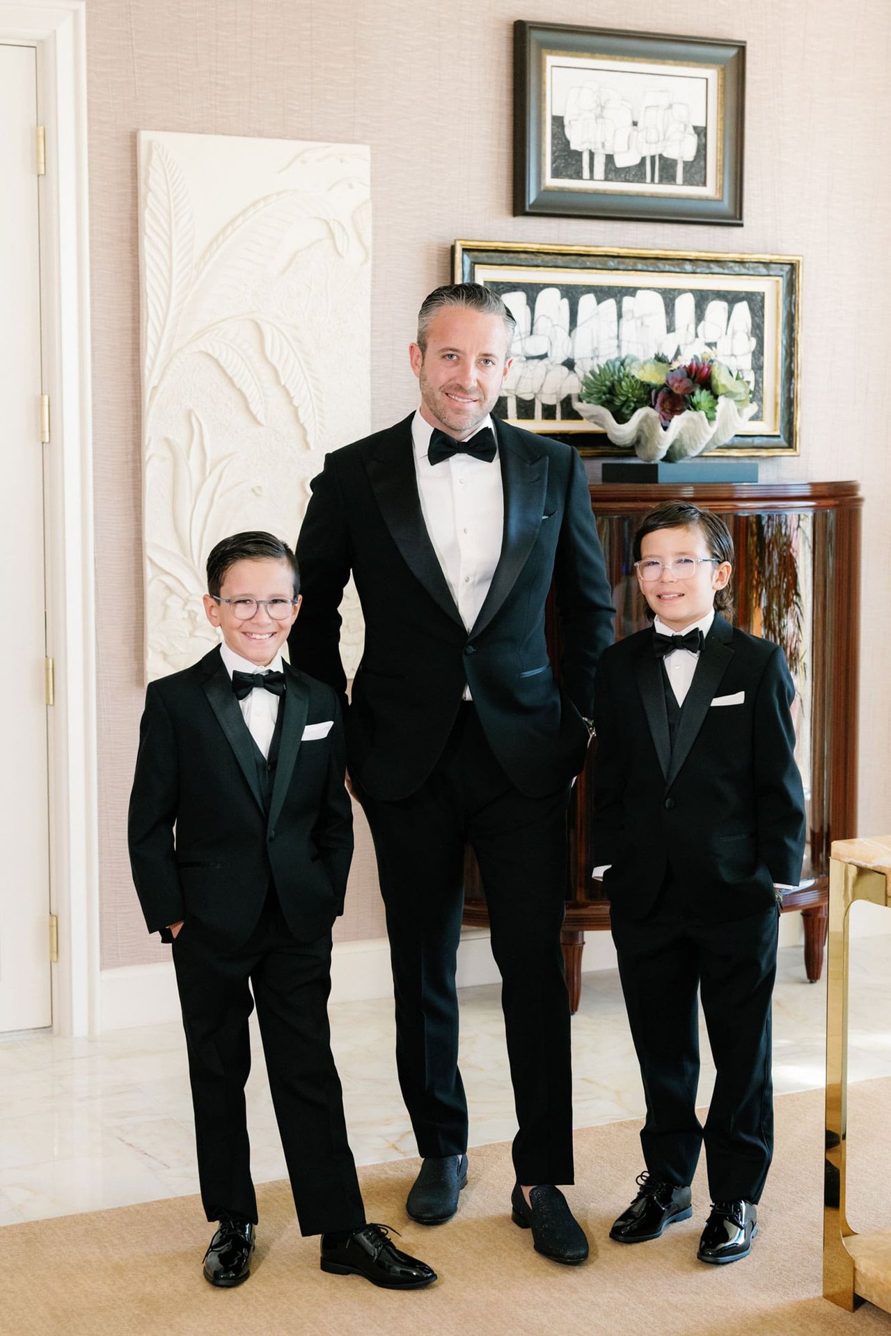 Groom with His Twin Boys