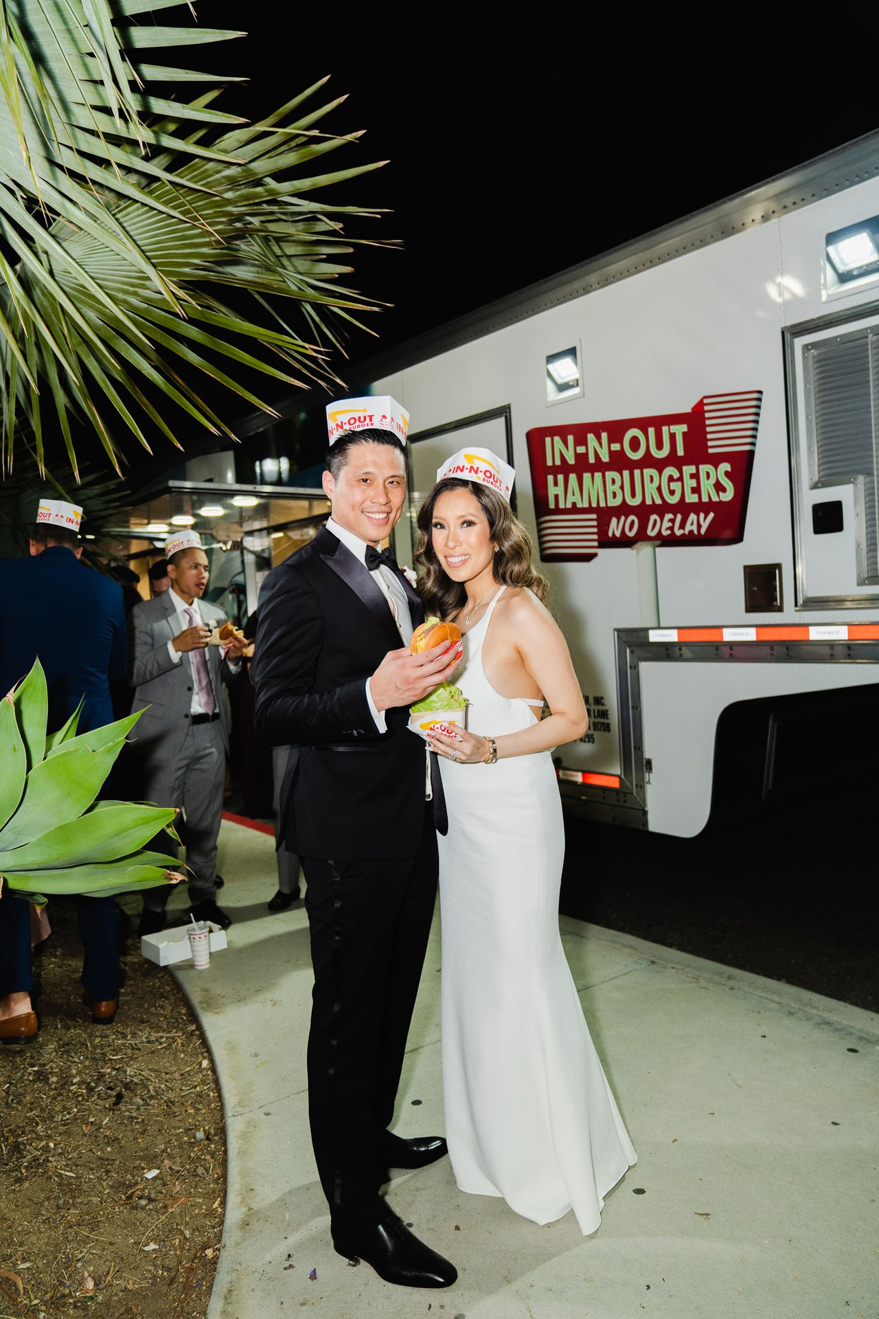 Bride & Groom with In-N-Out Burger Trunk