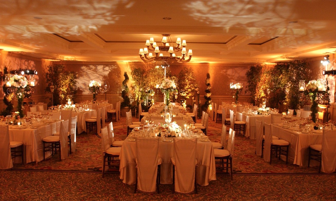 Reception Décor Photos - Classic Ballroom Reception in Amber Lighting ...