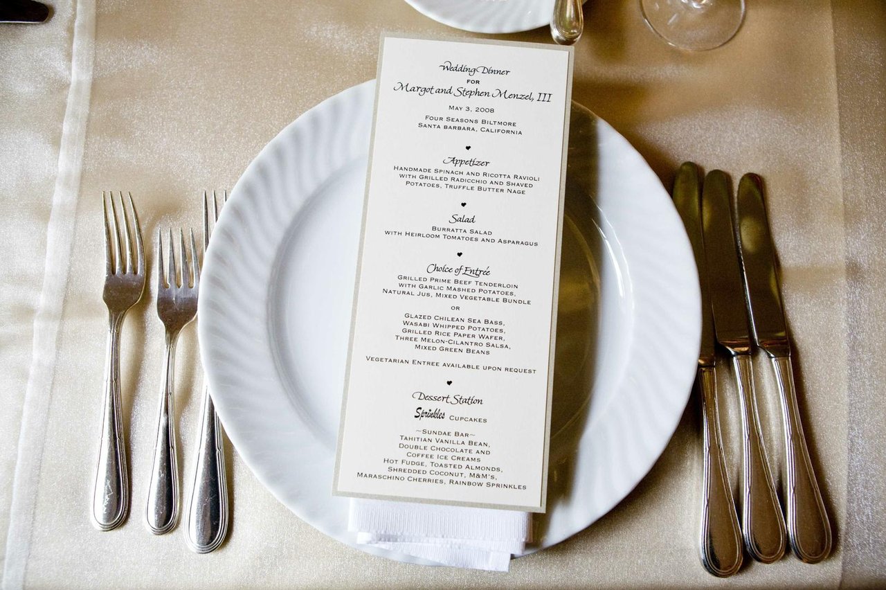 Ivory Heart Menu Card