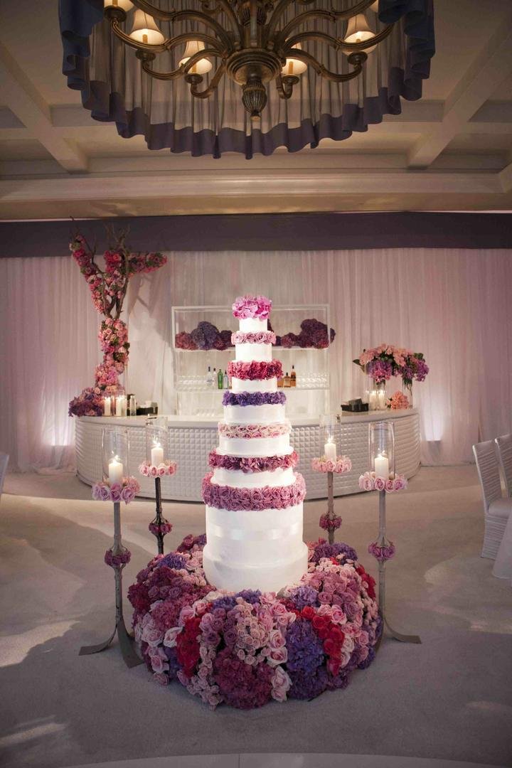 Cakes + Desserts Photos - Towering Wedding Cake and Floral Base ...