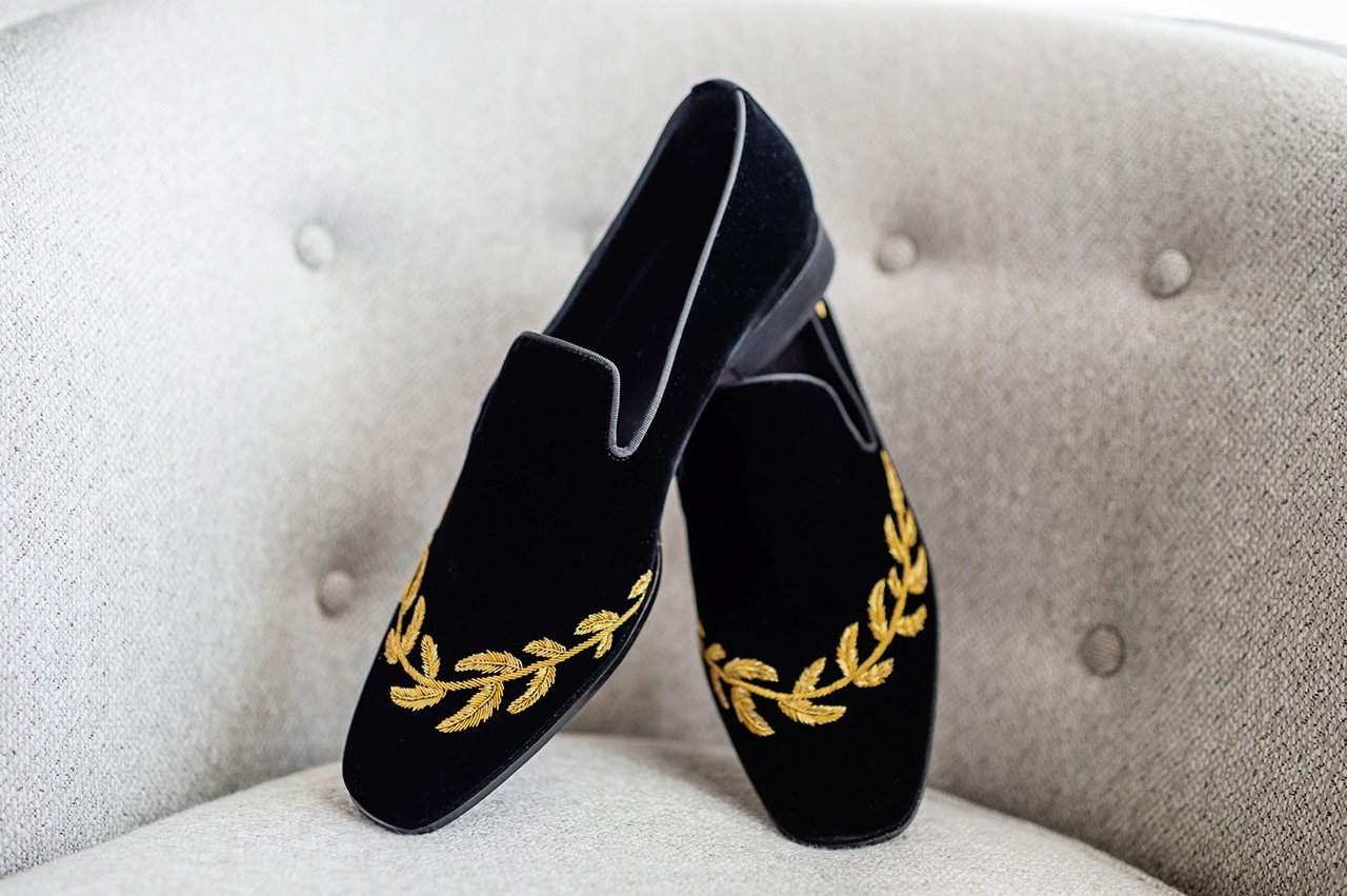 Black Velvet Loafers for Groom