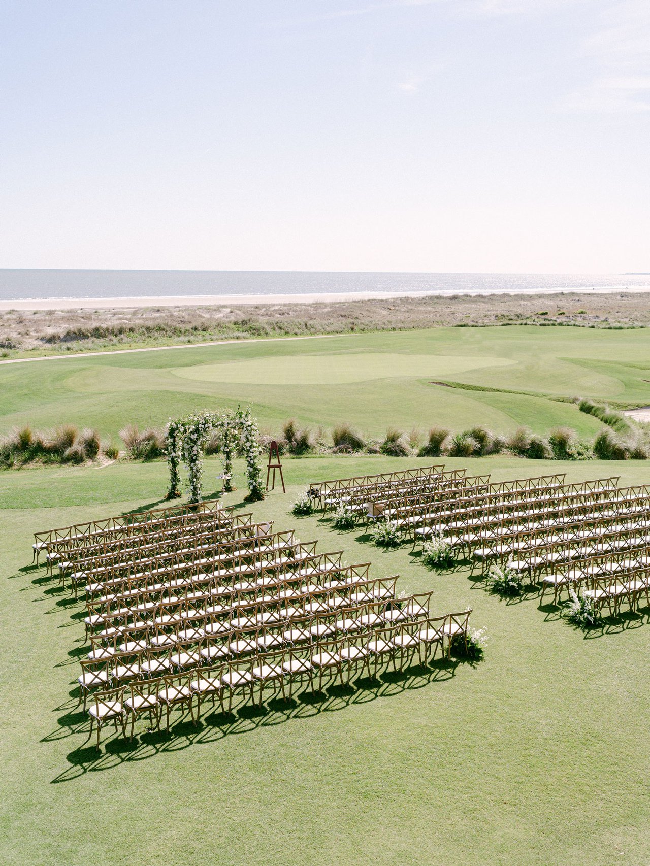 Aerial View of Golf Course Wedding