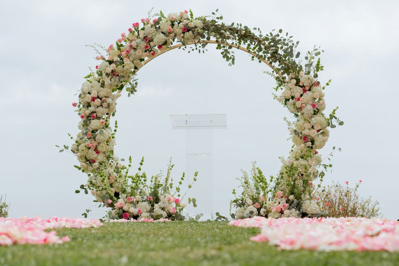 Pink, White & Greenery Ceremony Arch