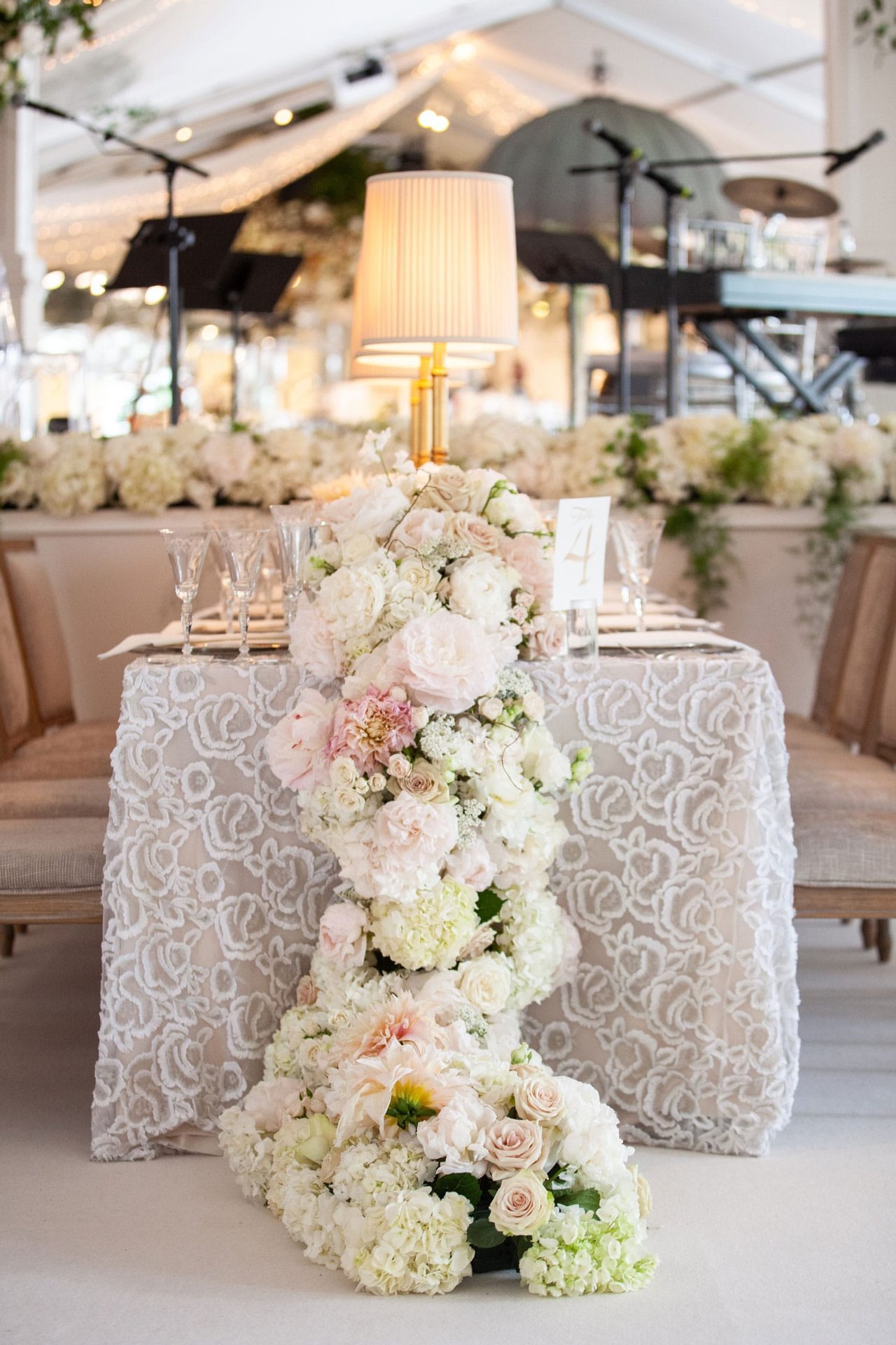 Cascading Flower Runner at Wedding