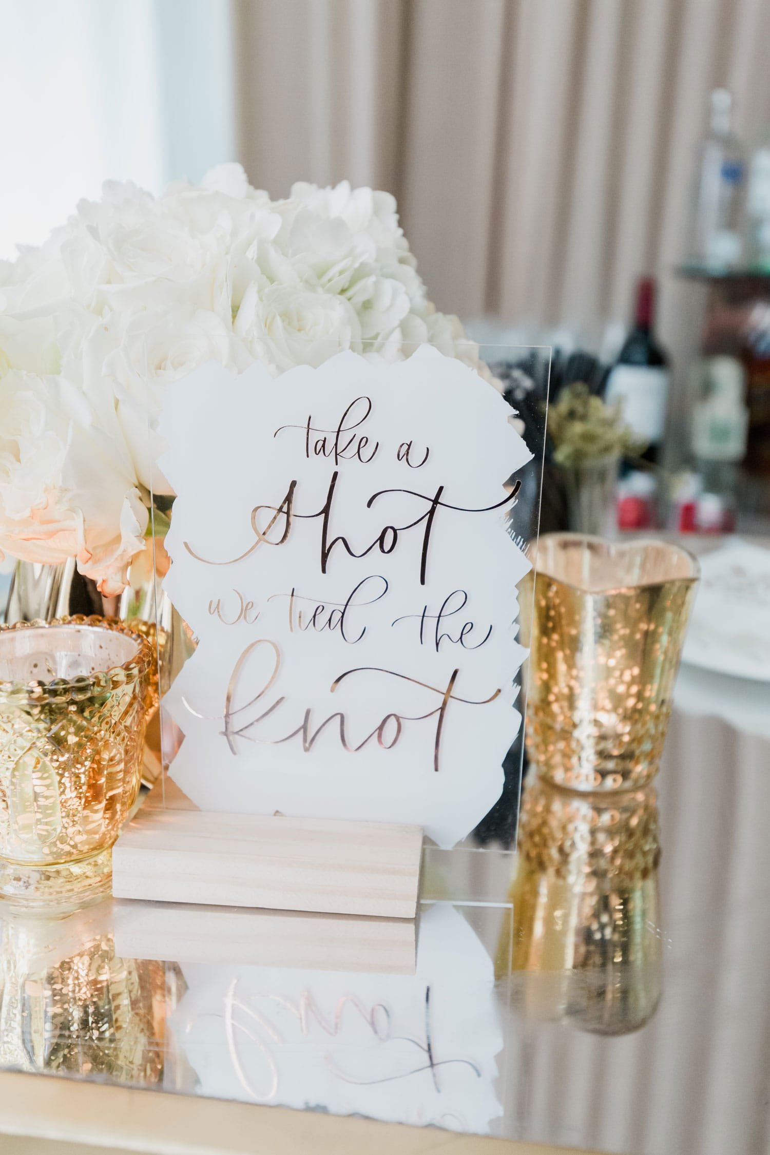 White & Gold Wedding Bar Sign