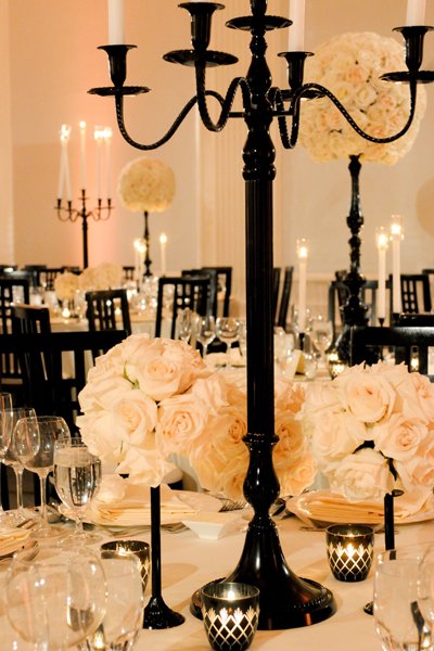 Ebony and Ivory Reception Décor