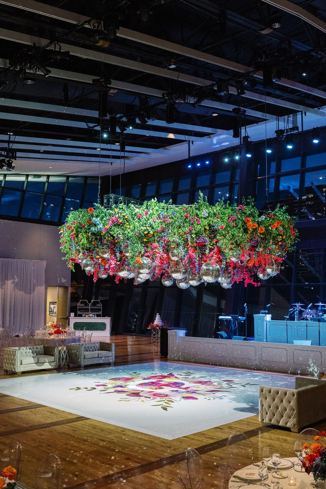 Disco Ball Ceiling Installation Over Dance Floor