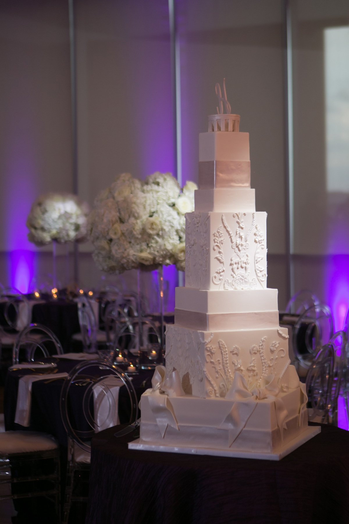 Square-Tier Wedding Cake Design