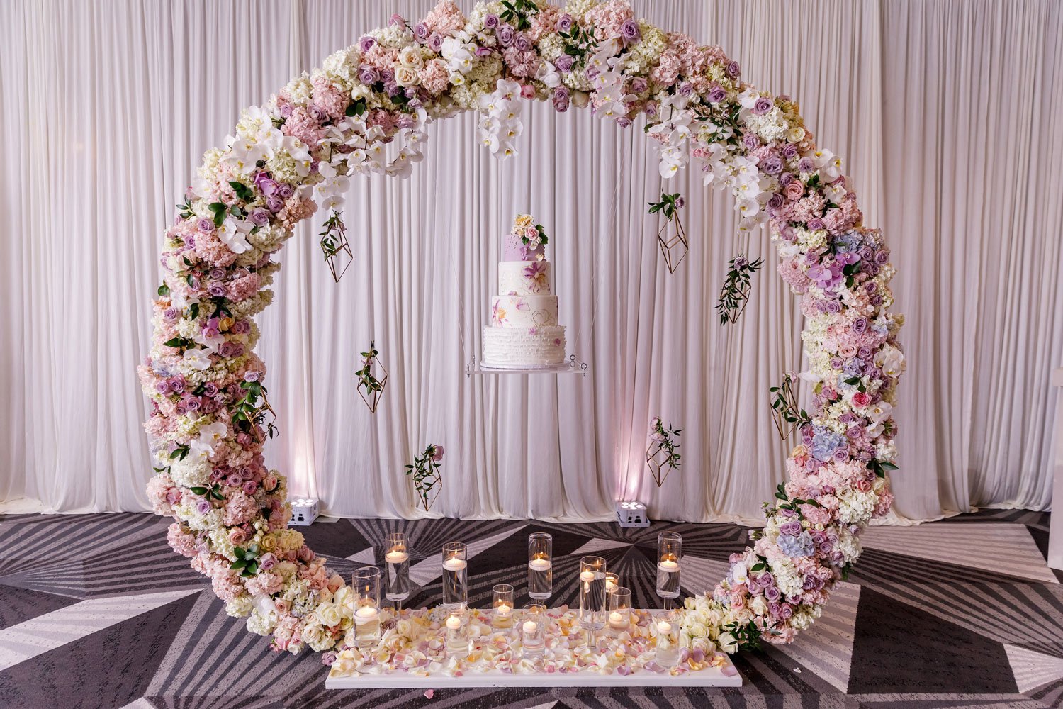 Floating Cake in Floral Circle