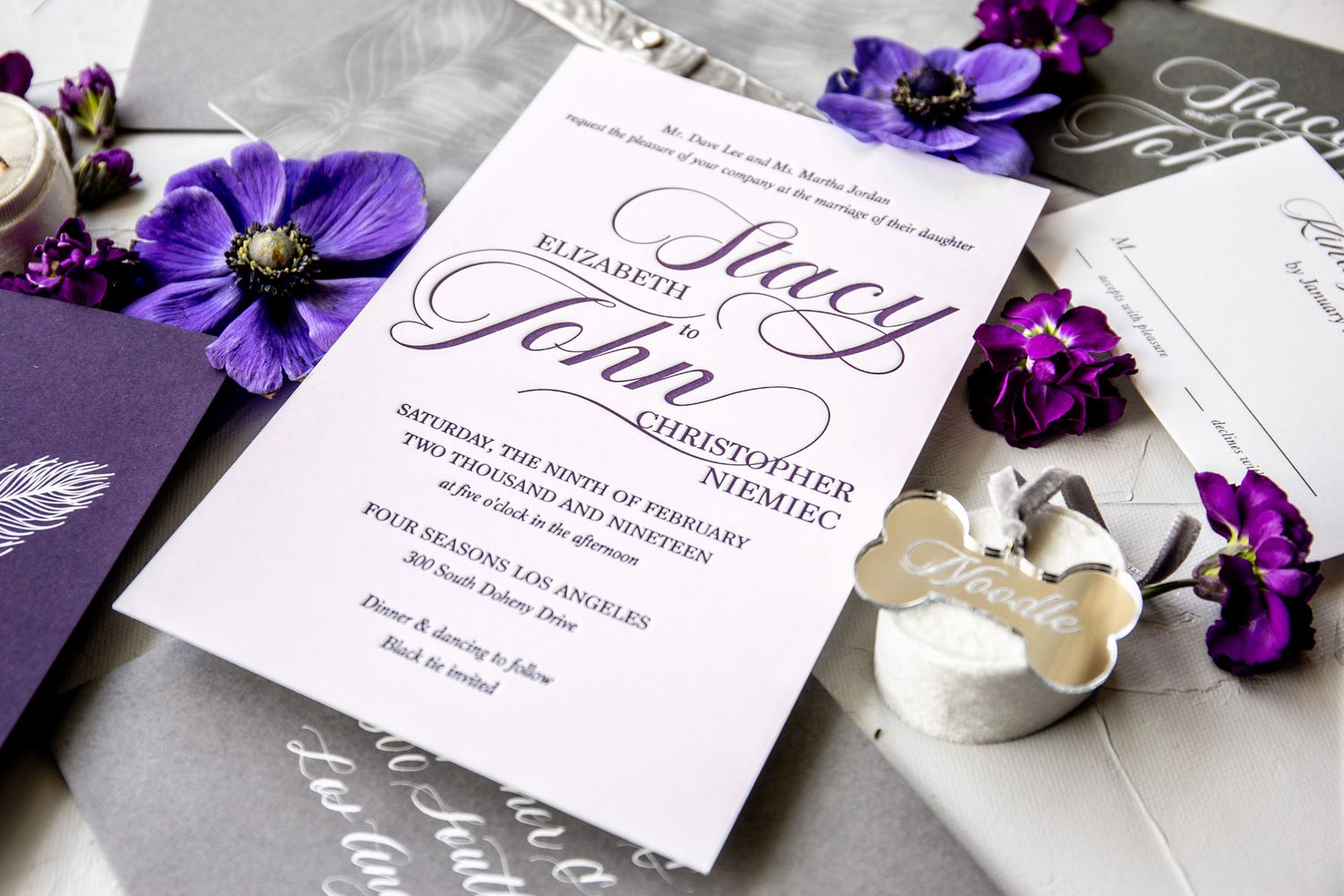 Purple & Silver Wedding Invitation