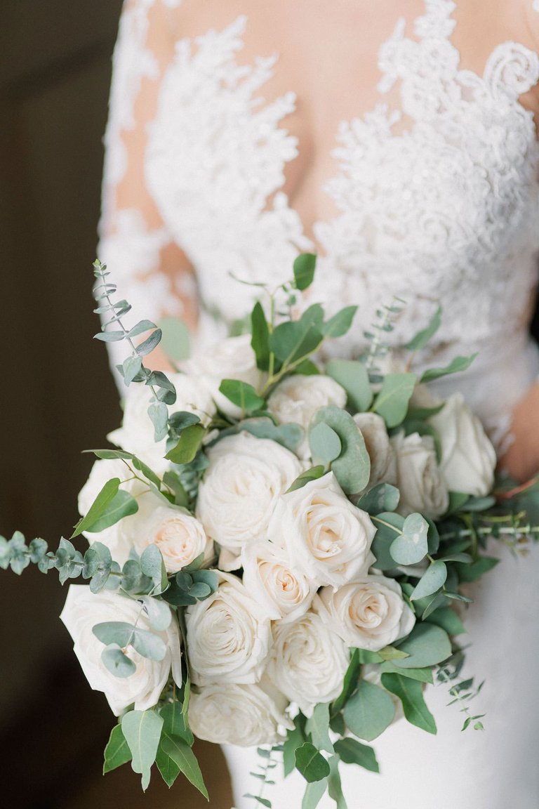 White Rose & Eucalyptus Wedding Bouquet