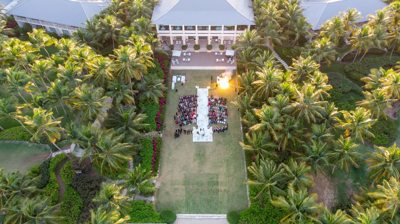 Aerial View of Outdoor Wedding Reception