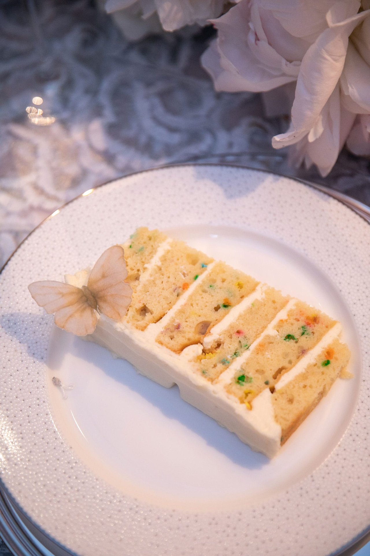 Slice of Funfetti Wedding Cake