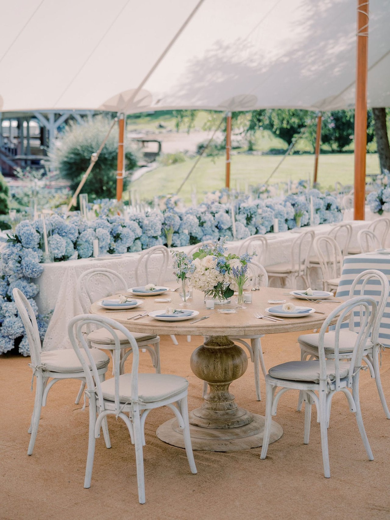 Round Wood Tables & Long White Tables
