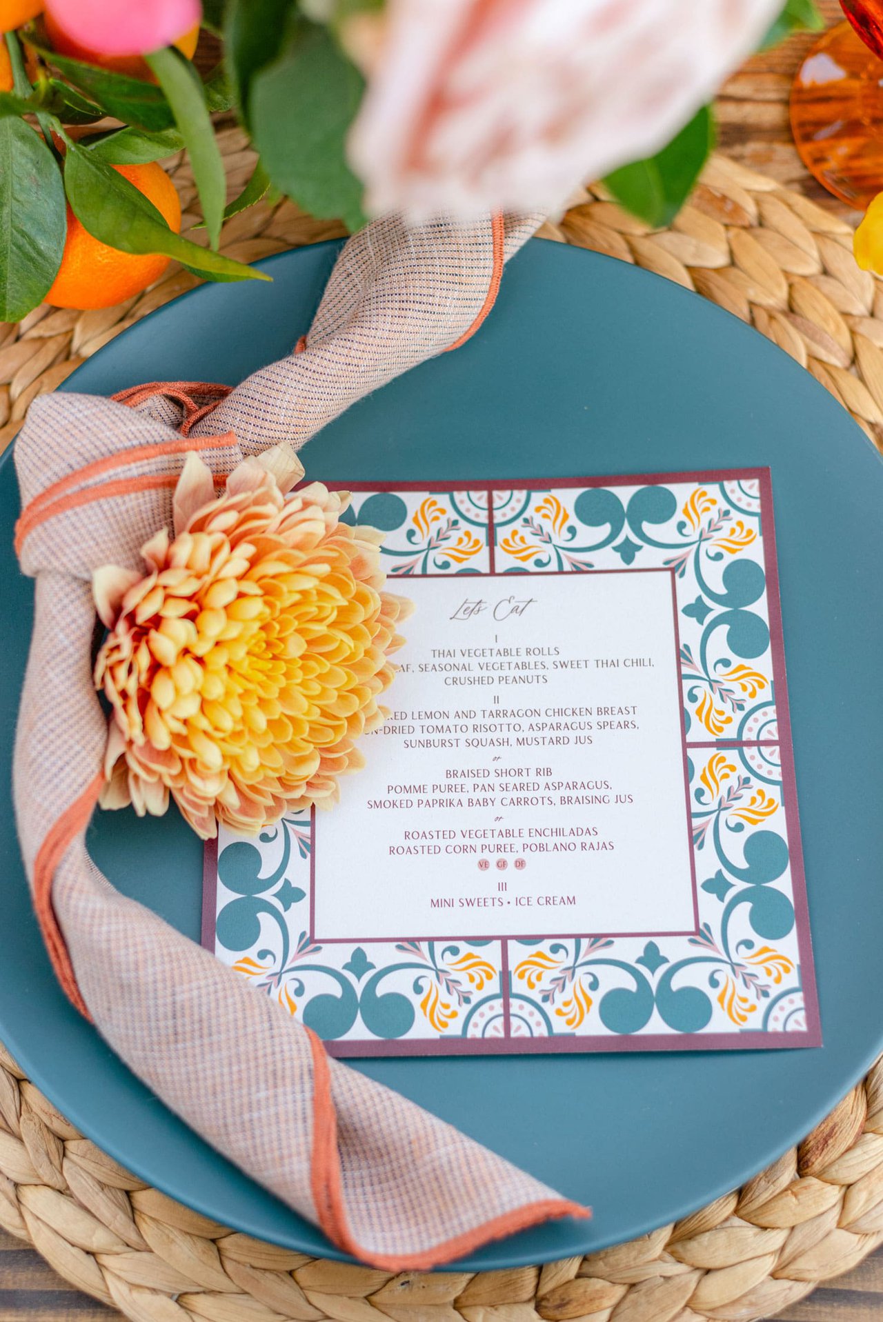 Spanish Tile-Inspired Wedding Menu