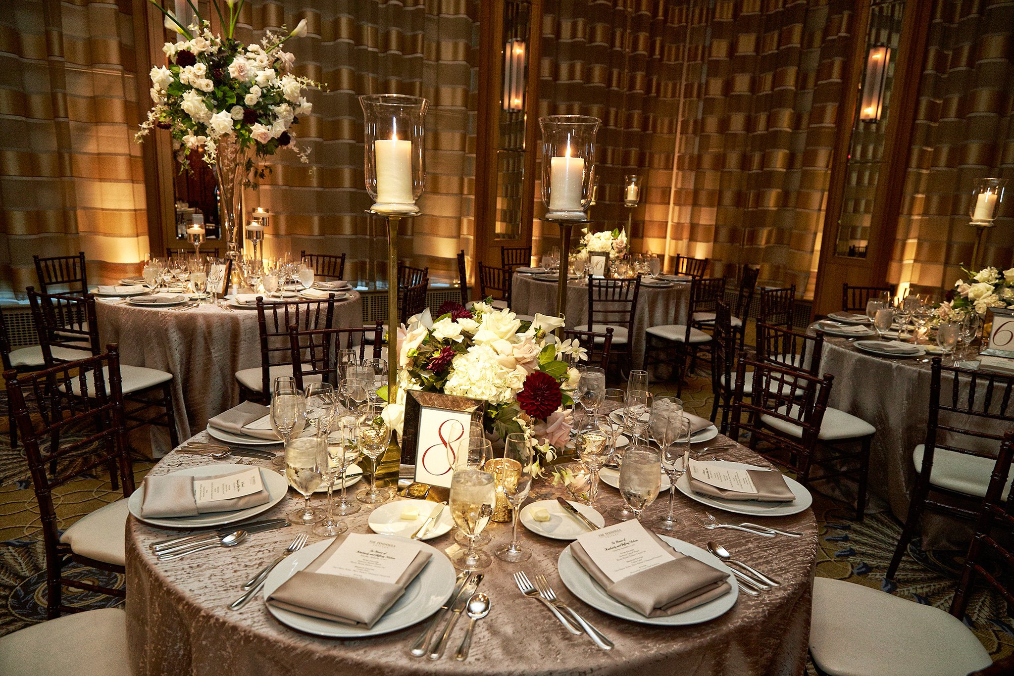 Silver Tablescapes with Varying Centerpieces