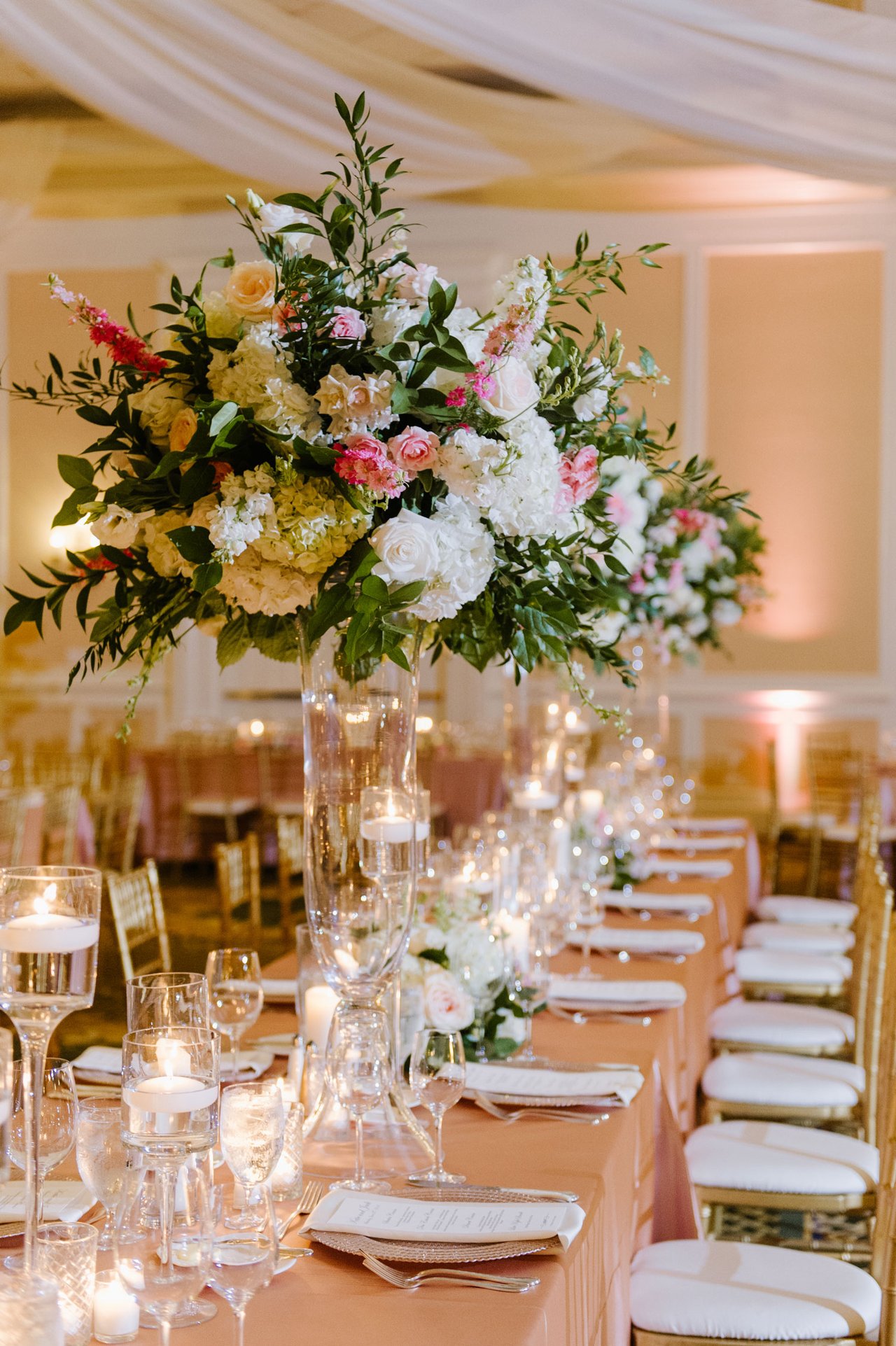 Long Candlelit Reception Table