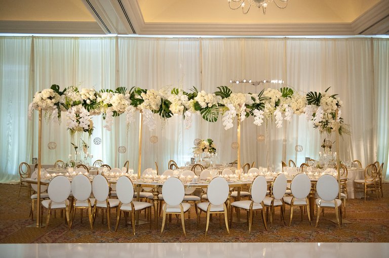 Long Serpentine Table with Suspended Flowers